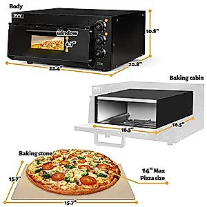 PYY Indoor Pizza Oven Countertop Electric Pizza Oven 2000W Commercial Pizza Oven with Pizza Stone and Timer
