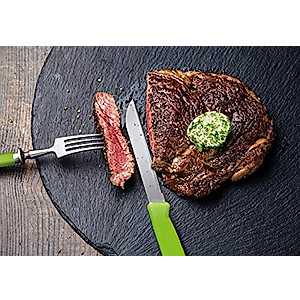 Alfi All-Purpose Knives Aerospace Precision Pointed Tip - Home And Kitchen Supplies - Serrated Steak Knives Set | Made in USA (Multi-Color, 12 pack)