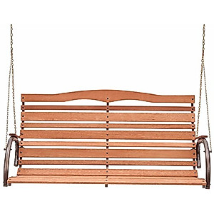 Woodlawn&Home Hardwood Porch Swing with Chains in Bronze Finish, 300013