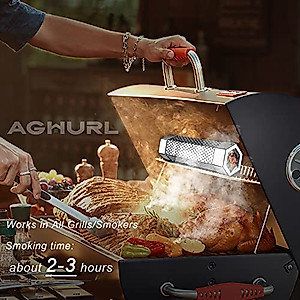 AGHURL Smoke Tube, Premium 6 inches Stainless Steel Pellet Smoker Tube with Cleaning Brush for All Grill or Smoker, Hot or Cold Smoking