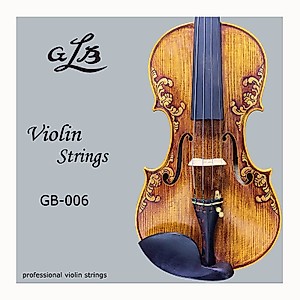 Guanb Violin Strings Full Set with Extra E String for Professional and Beginners, Synthetic Core, Aluminum-magnesium Wound G D A with Warm Tone, Steel E String with Bright Tone, Strings 4/4, GB-006