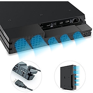 Megadream PS4 Pro USB Cooling Fan, External 5-Fans Super Turbo Temperature Cooler System with USB Cable for Sony Playstation 4 Pro Gaming Console - Black