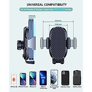 Diaclara Car Phone Holder Mount, [Military Sturdy, Firmly Grip & Never Slip] Universal Car Phone Mount, Metal Hook Clip Car Vent Phone Mount Compatible with All iPhone Samsung Android Smartphone
