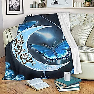 CUXWEOT Custom Blanket with Name Text Personalized I Love You to The Moon and Back Soft Fleece Throw Blanket for Gifts (50 X 60 inches)