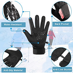 Weitars Winter Gloves Waterproof Thermal Sport Glove for Men and Women for Running Cycling Driving Hiking, Snug Fit Warm Glove for Work (M)