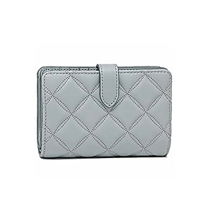 Kate Spade Natalia Quilted Leather Medium Compact Bifold Wallet in Brushed Steel