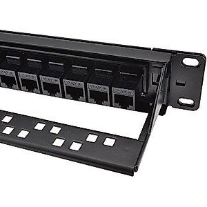kenable 24 Port RJ45 CAT6 Gigabit Through Coupler Patch Panel with Back Bar