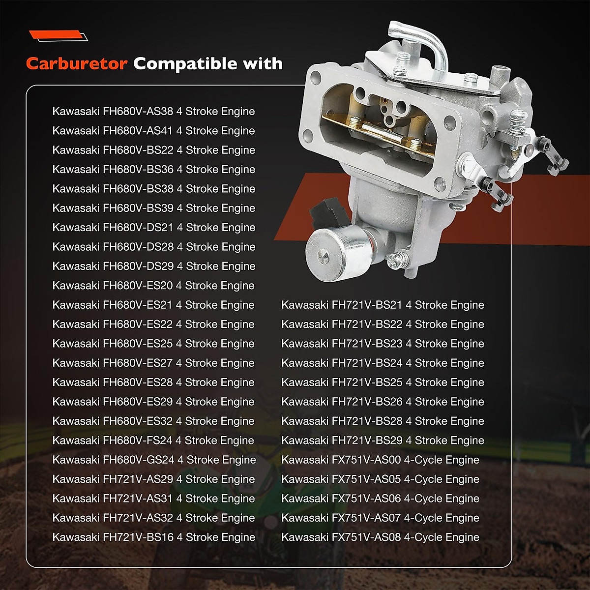 Carburetor with Gaskets for Kawasaki FH641V FH661V FH721V FX850V 22 HP Engine Carb Replaces# 15004-1010, 15004-7024, 15004-0757, 15004-1005