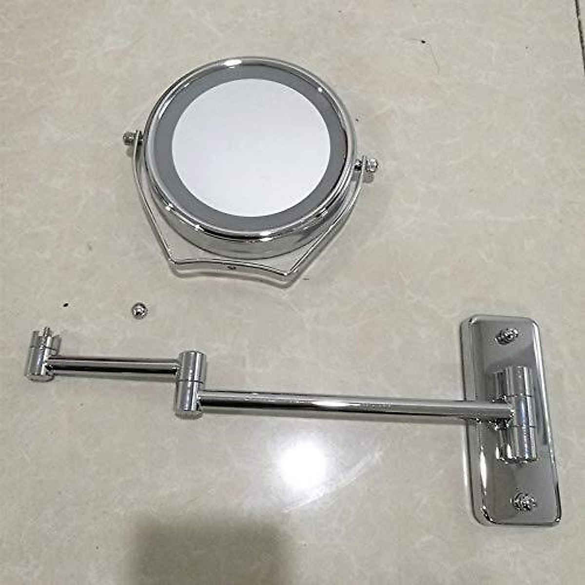 LIMEI-ZEN Bathroom Vanity Mirrors Illuminated Makeup Mirror Wall Mounted Makeup Mirror 7x Magnification 8'' Two-Sided Swivel Extendable Bathroom Mirror Shaving Mirrors Nickel Finish Makeup mirror Mirr