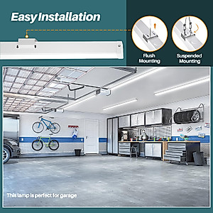 ANTLUX 8FT LED Shop Lights 100W [6 Lamps F96T12 Fluorescent Equiv.], Compact 8 Foot Strip Light with 5ft Cord Switch, Plug in, 12000LM, 5000K, Energy Saving Garage Lights, Surface/Suspended, 8 Pack