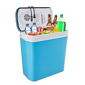 Ivation Electric Cooler & Warmer with Handle | 24 L Portable Thermoelectric Fridge for Vehicles & Trucks| 110V AC Home Power Cord & 12V Car Adapter for Camping, Travel & Picnics