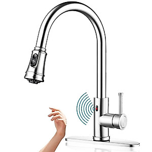 Touchless Kitchen Faucet Automatic Smart Faucet with Pull Down Sprayer Stainless Steel Brushed Nickel Single Handle Motion Sensor Activated Faucet
