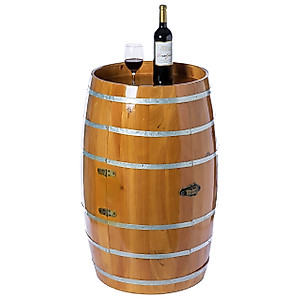 Vintiquewise Wooden Wine Barrel Shaped Wine Holder, Bar Storage Lockable Storage Cabinet