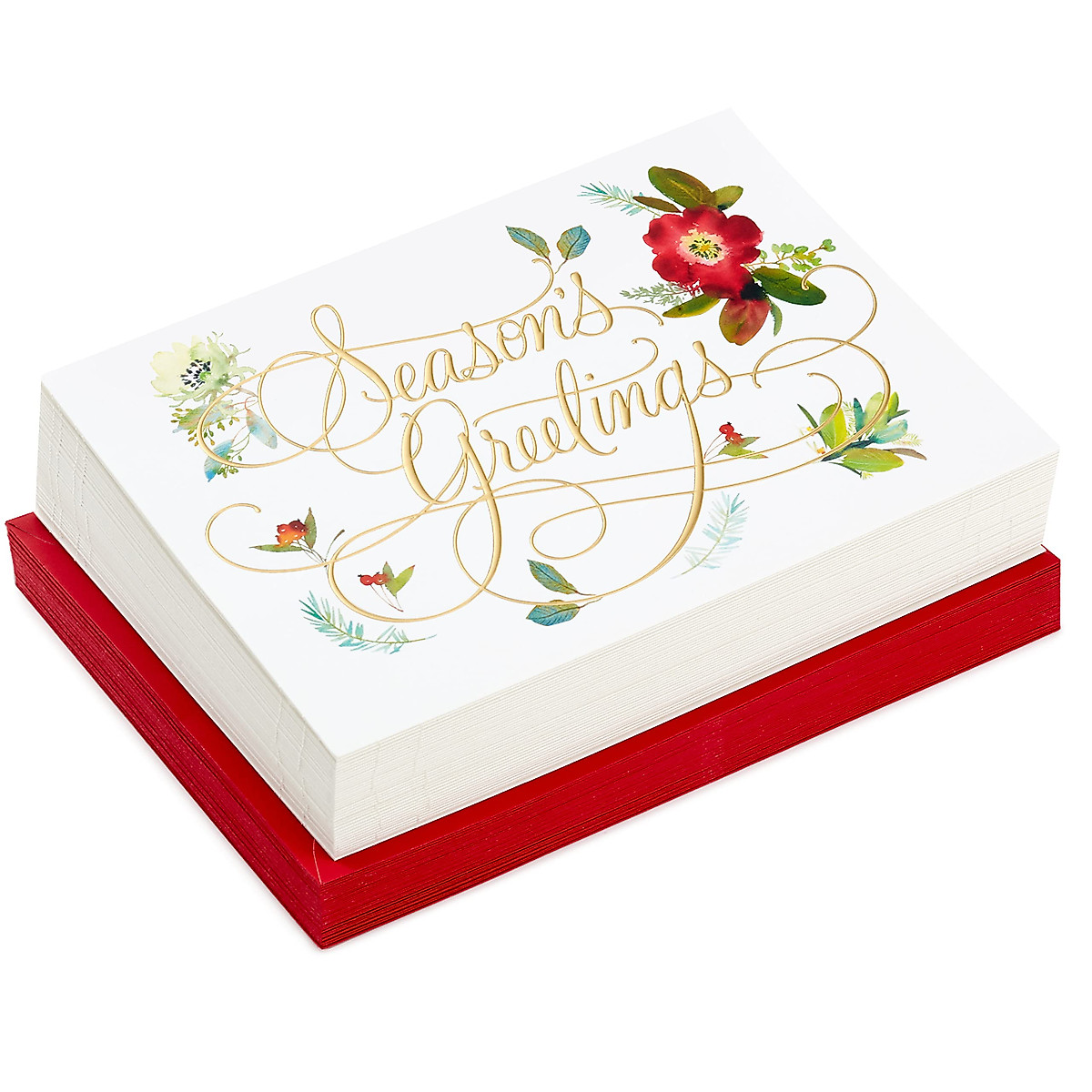 Hallmark Boxed Holiday Cards, Floral Season's Greetings (40 Cards with Envelopes)