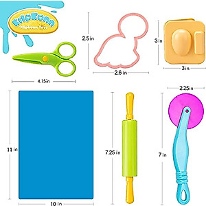 Kilpkonn Dough Tool Kit for Kids, 41Pcs Dough Accessories Molds, Shape, Scissors, Rolling Pin, Dough Mat with Storage Bag, Party Pack Playset for Toddlers Girls Boys