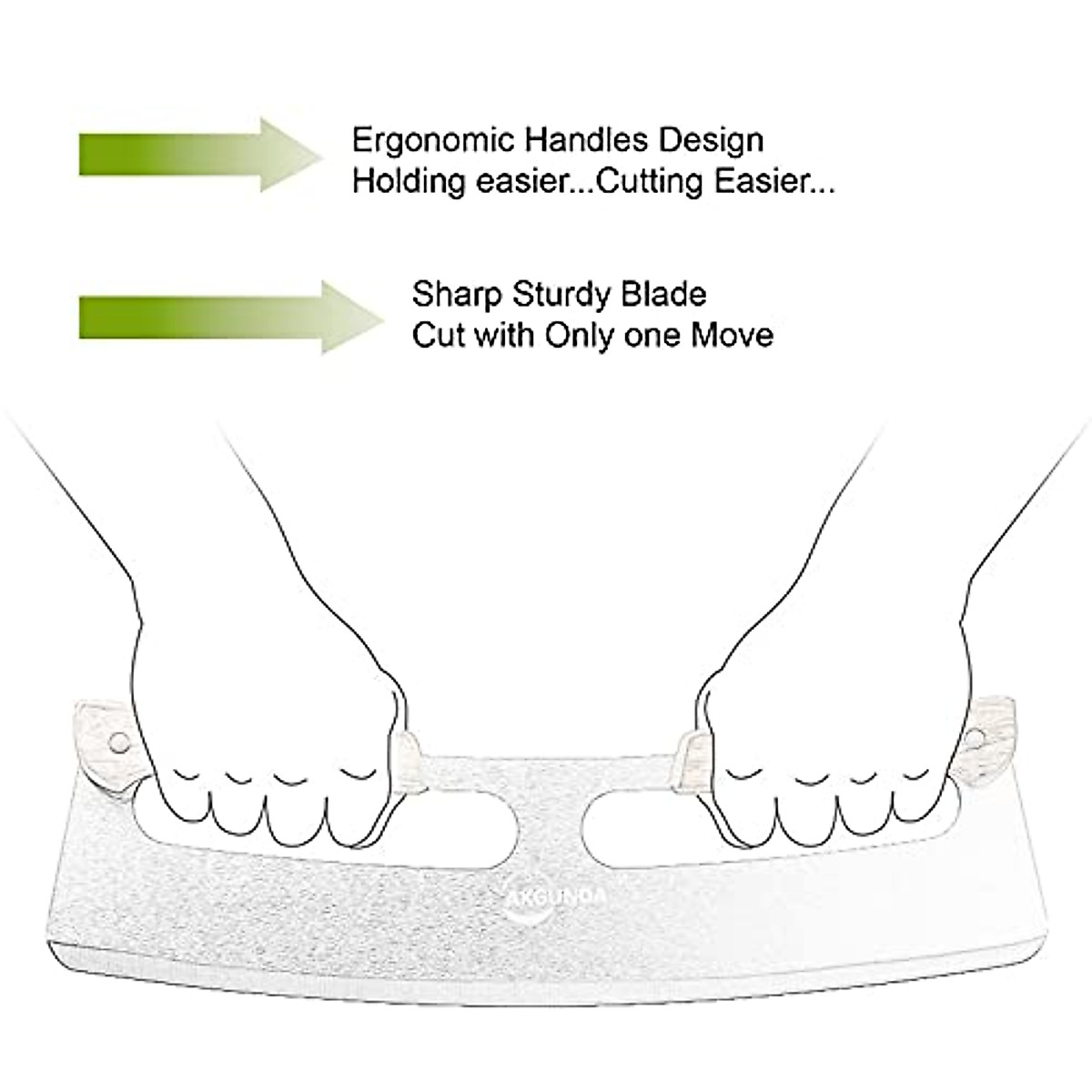 14" Premium Pizza Cutter Rocker Style AKGUNDA , Very Sharp Stainless Steel Pizza Knife Slicer Blade with Cover, Safer with Double Wooden Grip, Chopper Suitable for Cakes all Types of crusts