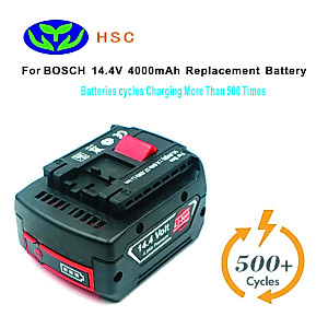 4000mAh 18650 Battery Pack BOS14.4B Li-ion Battery 14.4V Replacement for Bosch BAT607 BAT607G BAT614 BAT614G Battery Pack 14.4V