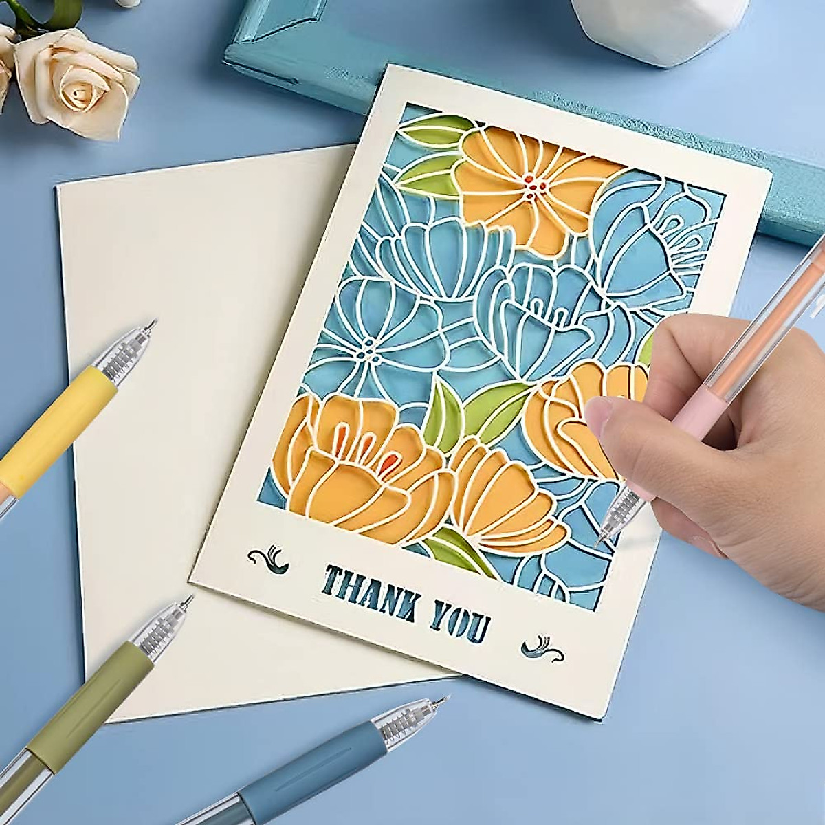 AUAUY Knife Pen Craft Cutting Tools, 5PCS Cartoon Pattern Student Utility Knife Pen with 5PCS Cutter Head Refills, Retractable Carving Pen Knife, Precision Paper Cutter Pen for DIY Project & Art Hobby