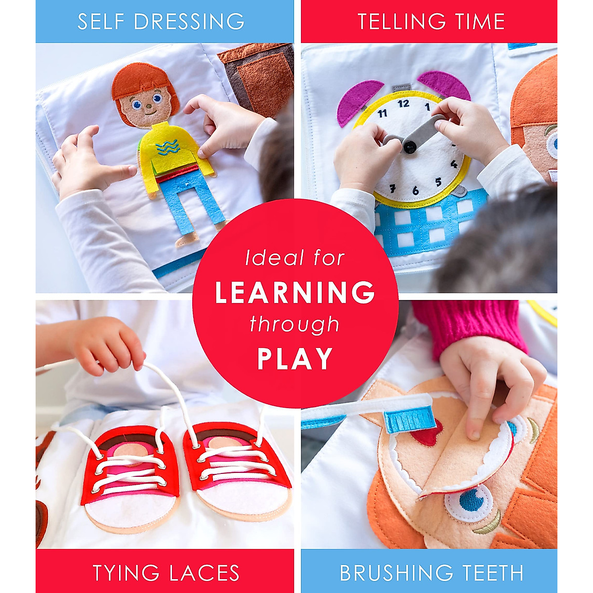 Curious Columbus - Quiet Book for Toddlers - Large Fabric Activity Busy Book. Toddler Montessori Book. 10 Pages of Learning & Fun for Quiet Play. Airplane Activities, Essential Road Trip Travel Toy