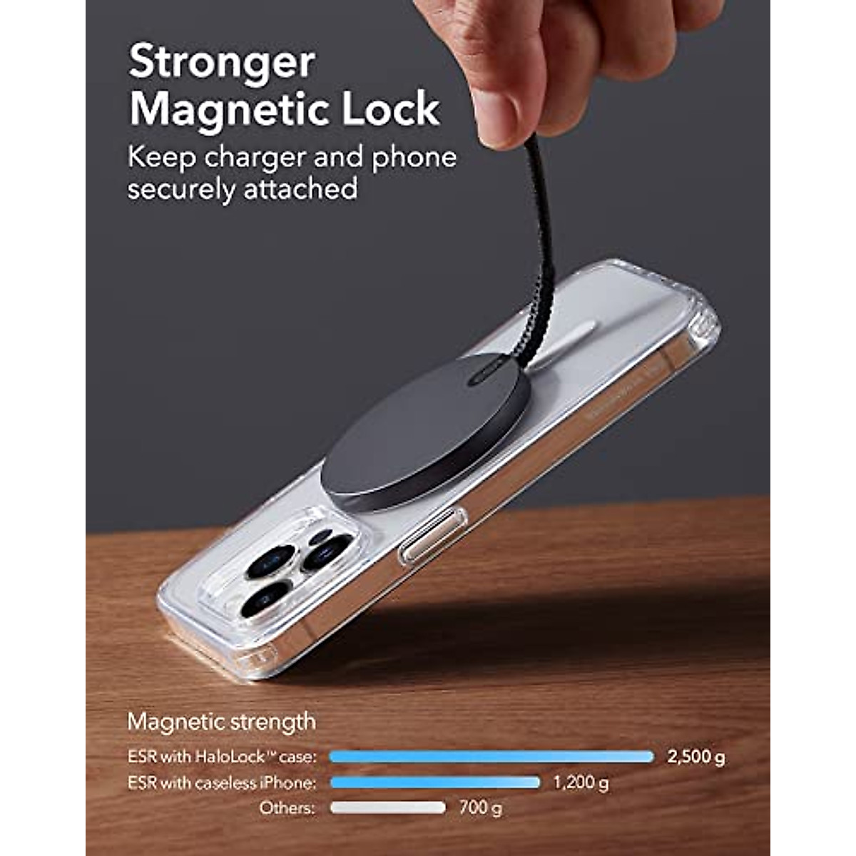 ESR Magnetic Travel Wireless Charging Pad, Portable Charger, Compatible with MagSafe Charger for iPhone 14/14 Plus/14 Pro/14 Pro Max/13/12 Series, Strong Magnetic Lock, Reinforced Braided Nylon Cable