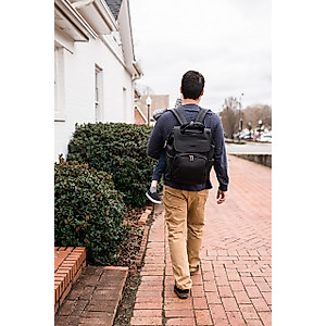 Citi Collective Explorer Black Diaper Bag Backpack - Vegan Leather Diaper Bag with Shoulder Strap, Insulated Bottle Pockets, Changing Pad, Stroller Clip- Versatile Diaper Bag for Baby