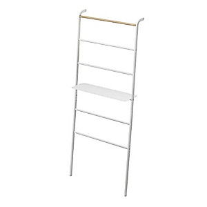 YAMAZAKI home Tower Leaning Ladder With Shelf White
