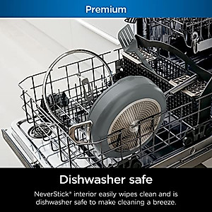 Ninja CW102GY Foodi NeverStick PossiblePan, Premium Set with 4-Quart Capacity Pan, Steamer/Strainer Basket, Glass Lid & Integrated Spatula, Nonstick, Durable & Oven Safe to 500°F, Sea Salt Grey