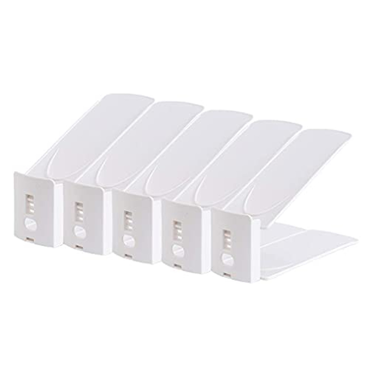 HTLLT Practical and Convenient Shoe Slots Organizer Adjustable Shoe Racks Space Saver Shoe Holder 5 Piece Set,White