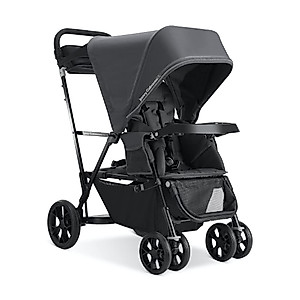 Joovy Caboose UL Sit and Stand Double Stroller with Bench Seat and Standing Platform, Plentiful Storage, Auto-Lock Quick-Fold, and Extended Sun Canopy, Slate