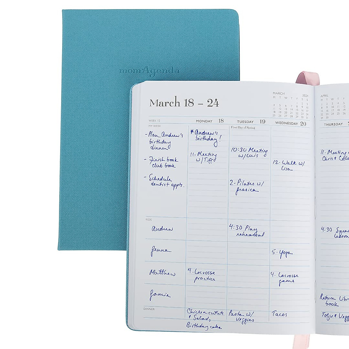 momAgenda Desktop 23/2024 Day Planner | Runs through December 2024 | Family Planner. Manage Multiple Schedules. Week-at-a-View layout. (Rasberry)