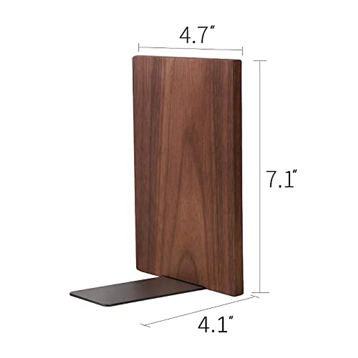 Muso Wood Handmade Walnut Book Ends, Non-Skid Bookends for Shelves, Large Sturdy Book Ends for Heavy Books, Decorative Book Shelf (1 Pair)