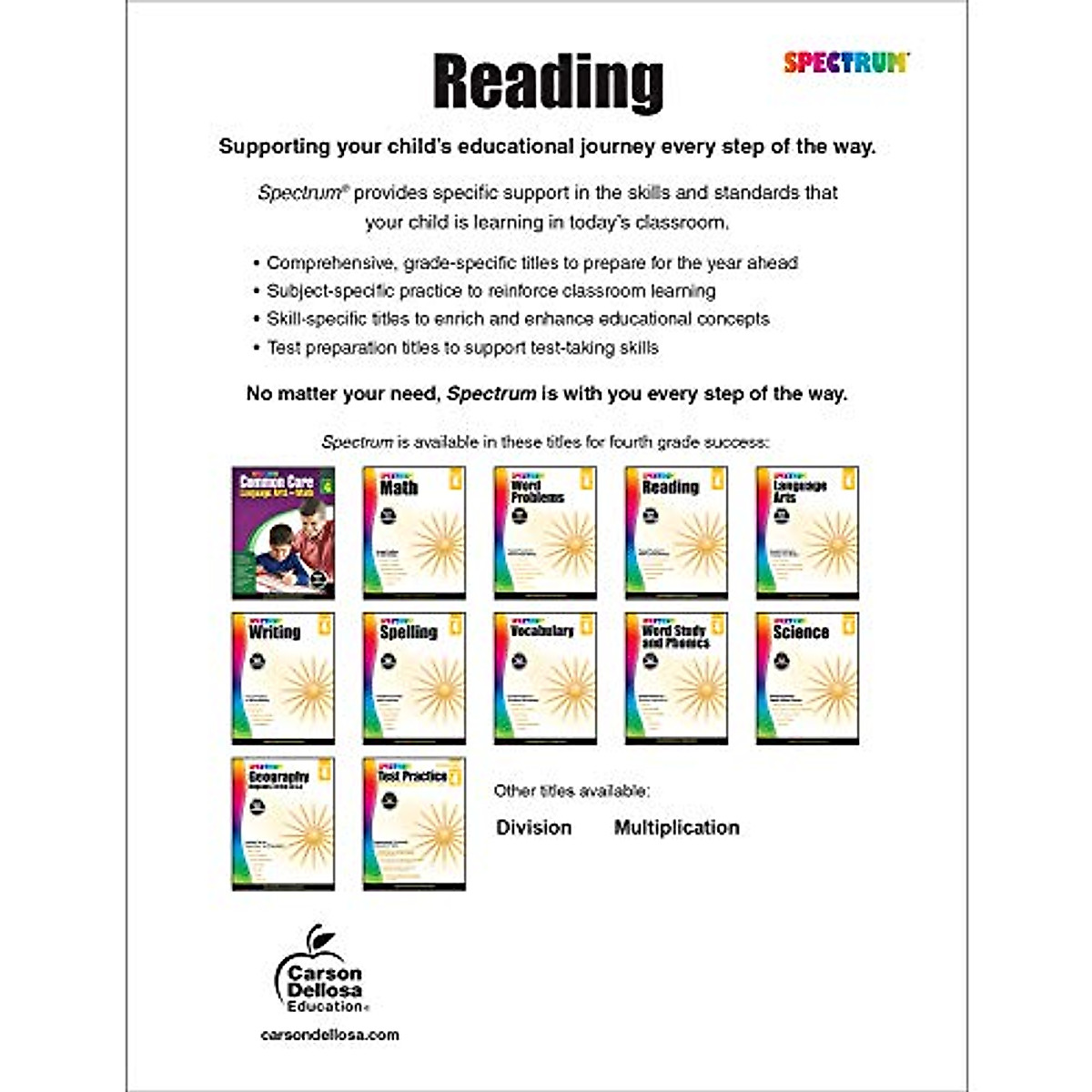 Spectrum Reading Comprehension Grade 4 Workbooks, Spectrum Grade 4 Nonfiction and Fiction Reading Comprehension, Summarizing Stories and Identifying Themes, and Critical Thinking Skills