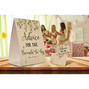 Advice for the Parents-to-Be Sign, Baby Shower Advice Game Kit (1 Standing Sign + 50 Advice Cards), Baby Showers Decorations-NPZAD13