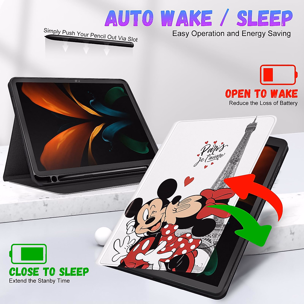 Besoar for Galaxy Tab A8 Cases 10.5 inch 2022 for Girls Kids Women Girly Cute Cartoon Design Covers Stand Folio Smart Fashion for Samsung A8 Tablet Case SM-X200 SM-X205 SM-X207,Heart Mnmq