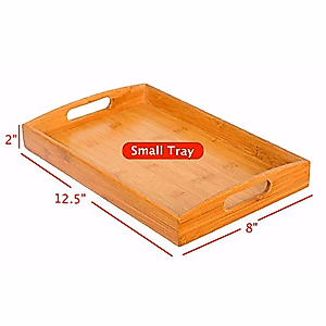 BirdRock Home 3 pc Breakfast Bed Tray (Rounded) - Bamboo - Cut Out Handles - Set of 3 - Bamboo - Nesting