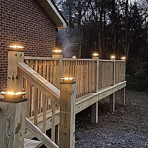 Viewsun 8 Pack Solar Post Lights, Outdoor Fence Post Cap Light Solar Powered Caps for Deck, Patio, Garden Decor, Warm White High Brightness SMD LED Lighting, Lamp Fits for 4x4 or 6x6 Wooden Posts