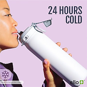 Ello Pop & Fill 32oz Stainless Steel Water Bottle with Quick Fill Technology, Double Walled and Vacuum Insulated Metal, Leak Proof Locking Lid, Sip and Chug, Reusable, BPA Free, Pistachio