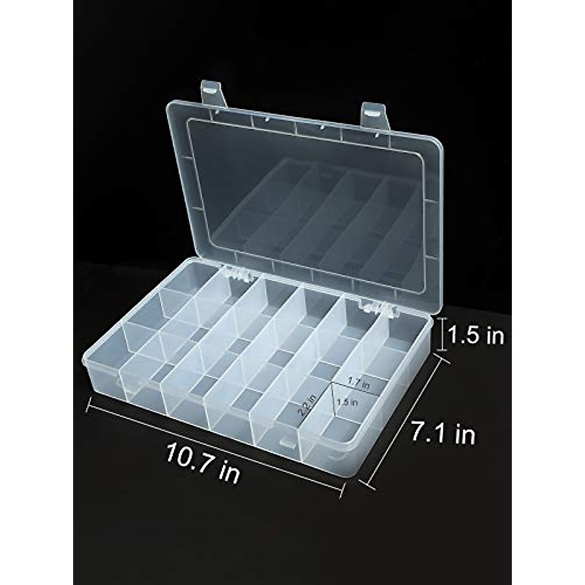2pack 18 Grids Clear Plastic Organizer Box Storage Container with Dividers (Clear x 2PC,18 Grids Unadjustable)