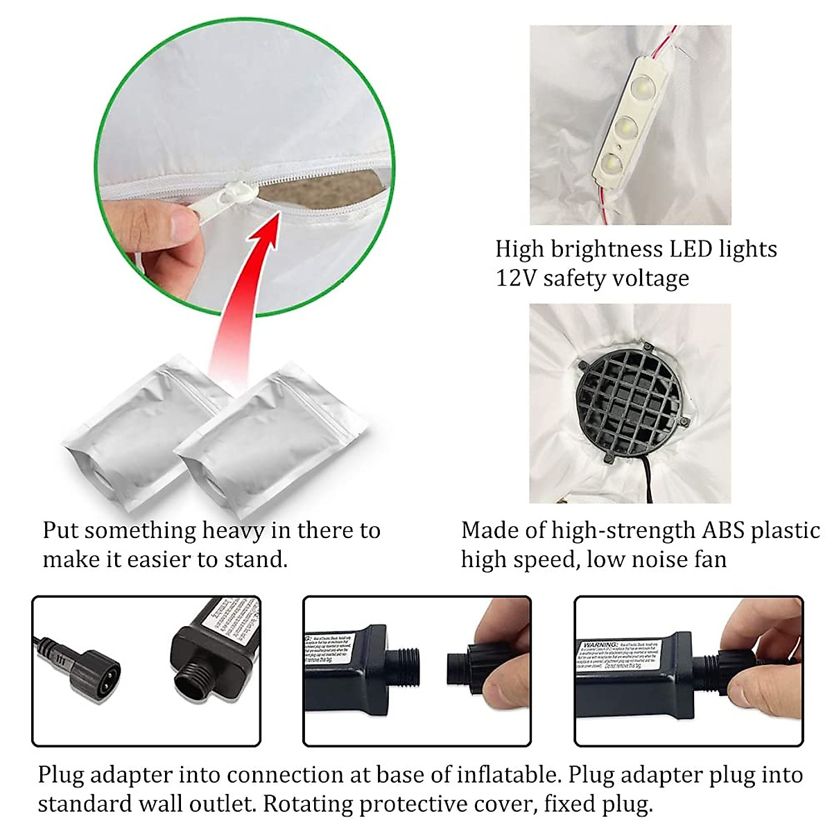 5ft Christmas Inflatable Santa Claus with Gift Bag, Indoor Outdoor Christmas Decoration with Lights, Yard Lawn Garden Xmas Party Prop Decor, Cute Fun Xmas Holiday Decor with Tethers, Stakes, Sandbags