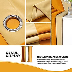JYXIUBS Velvet Curtains 95 Inches Long, Velvet Blackout Curtains with Color Block Room Darkening Window Curtains for Bedroom Living Room, 2 Panels 52 x 95 Inch, Orange and Camel