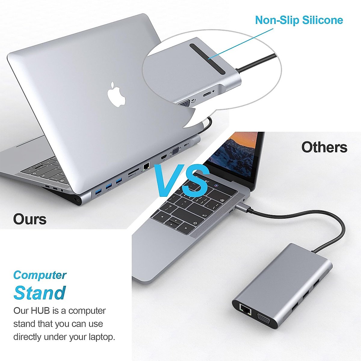 USB C Docking Station for Laptop, USB C Hub 10 in 1 USB C Adapter Docking Station with 4K HDMI & VGA, 3 x USB 3.0, Gigabit Ethernet RJ45 LAN, USB C PD, SD/TF Card Reader, 3.5 mm Audio/Mic