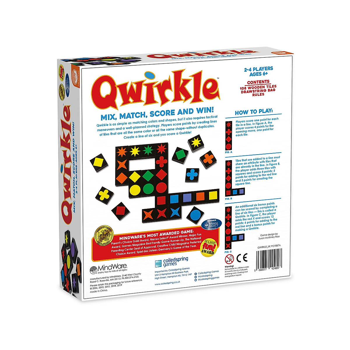 MindWare | Qwirkle UK Edition (New) | Board Game | Ages 5+ | 2-4 Players | 45 Minutes Playing Time