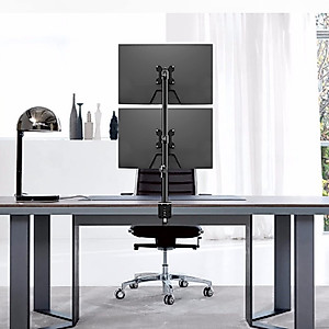 suptek Dual LED LCD Monitor Stand up Desk Mount for 2 / Two Screens up to 27 inch Extra Tall 31.5" Pole Heavy Duty Fully Adjustable Stand Vertical Array (MD6802)