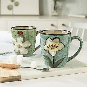 Ceramics 12oz Cappuccino Mug,Coffee mugs,Tea mugs,Kiln Glazing Process,Microwave and Dishwasher Safe, Perfect For Tea, Espresso, Latte - Porcelain Mugs for Kitchen or Cafe (Red+Blue+Green+Pink)