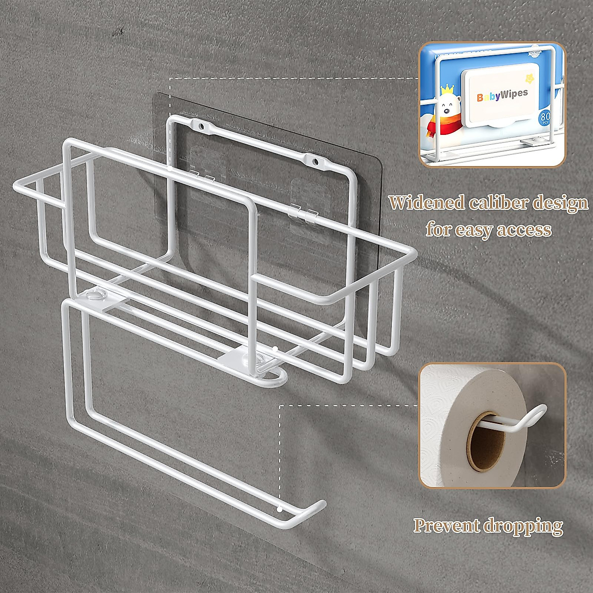 X-cosrack Toilet Paper Holder with Shelf, Wall Mount/Adhesive Matte White Toilet Paper Holder, Wipes Dispenser for Bathroom, Metal Bathroom Toilet Paper Holder for Kitchen, Bedroom