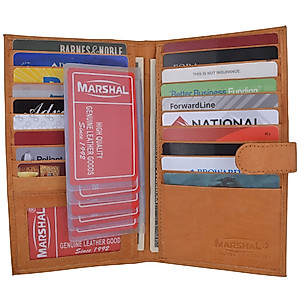 Genuine Leather Bifold Credit Card Holder Secretary Wallet with Snap Closure (Tan)