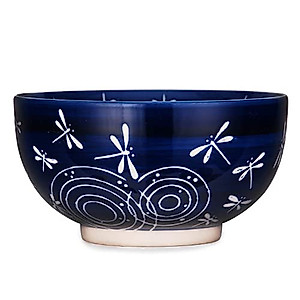 Ceramic Japanese Bowl with Soup Spoon, Noodle Chopsticks, Bamboo Lid and Trivet, Vintage Inspired Kitchenware, 5 Piece Set