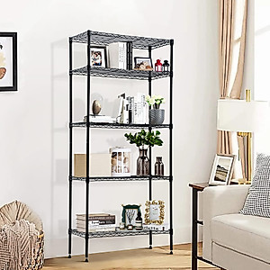 FLL Wire Shelving Unit 5-Tier NSF-Certified Heavy Duty Commercial Grade Metal Storage Shelves, 14" D x 24" L x 60" H Adjustable Wire Rack Shelving for Bathroom Kitchen Pantry Closet (Black)