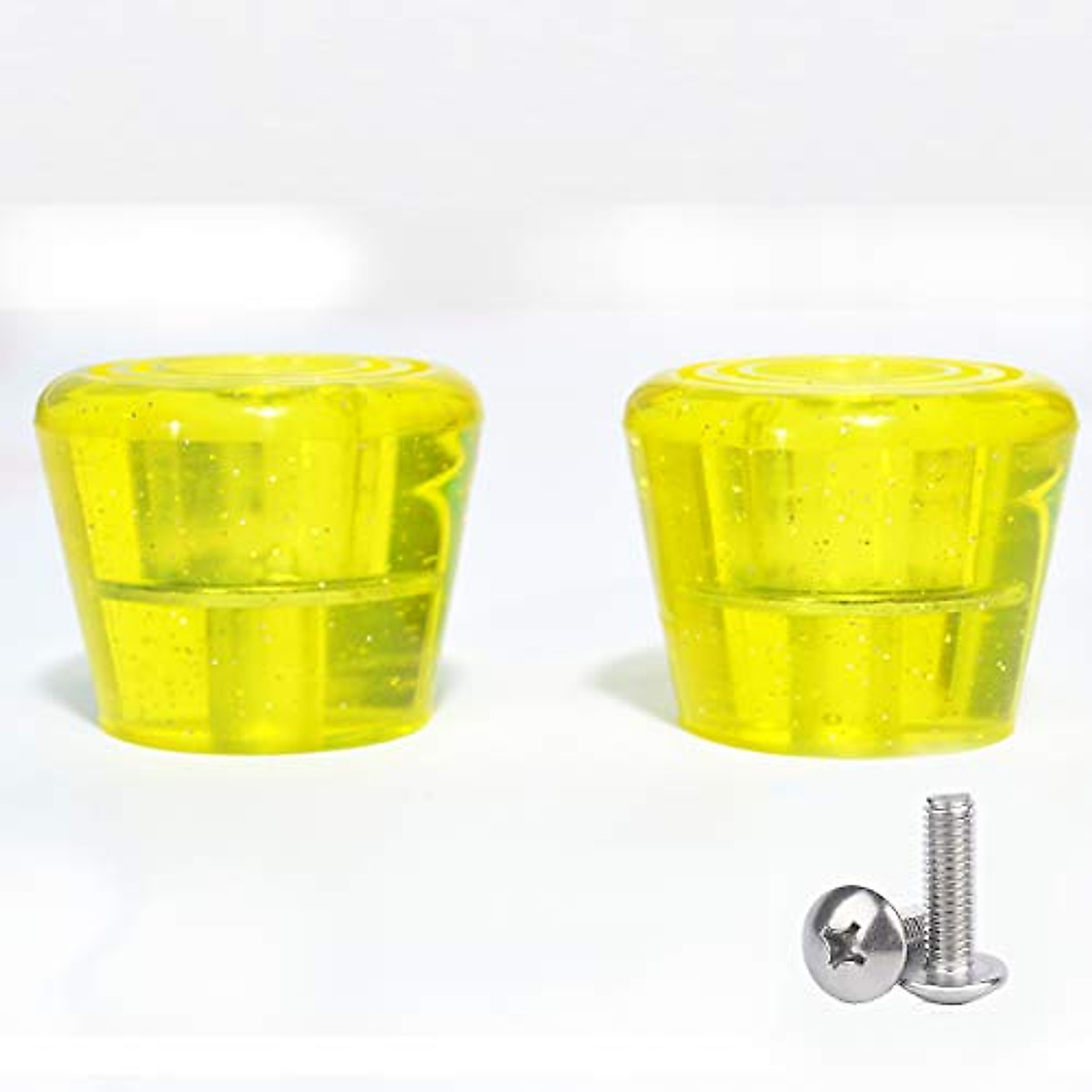 VKEDA Roller Skate Toe Stops Plugs Rubber Brake Block Durable 82A PU Toe Stops 2-Pack with Screws (Yellow)