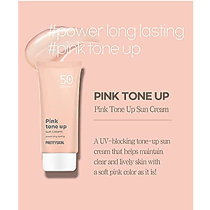 PRETTYSKIN Power Long-lasting Facial Sunscreen SPF50+ / PA++++ 2.36 fl.oz.(70ml) Zinc Oxide | Moisturizing and UV protection | Shea Butter, Chamomile flower extract (Pink Tone-up)